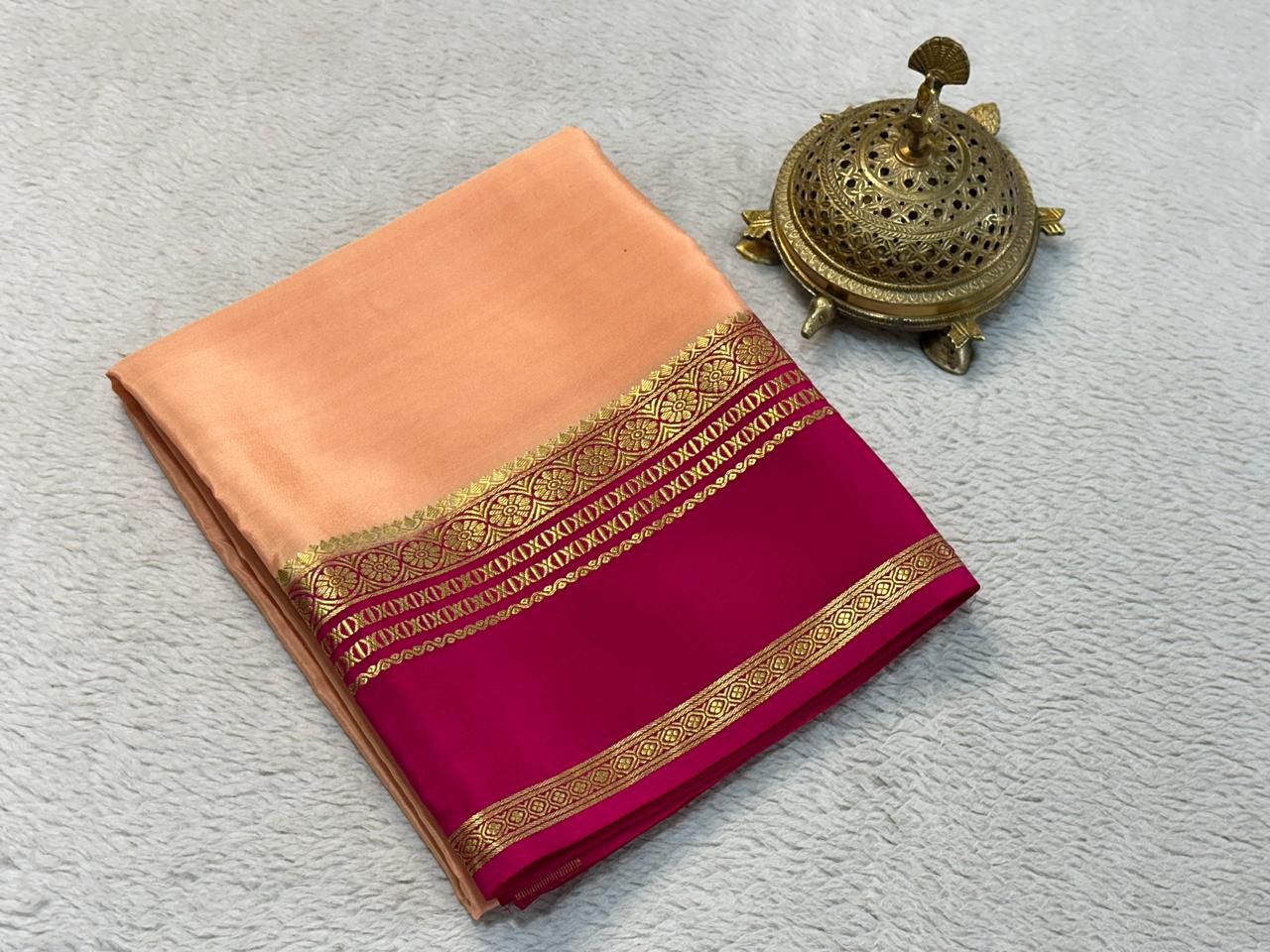 Versatile Solid Silk Blend Saree with Traditional Gold Border for All ...