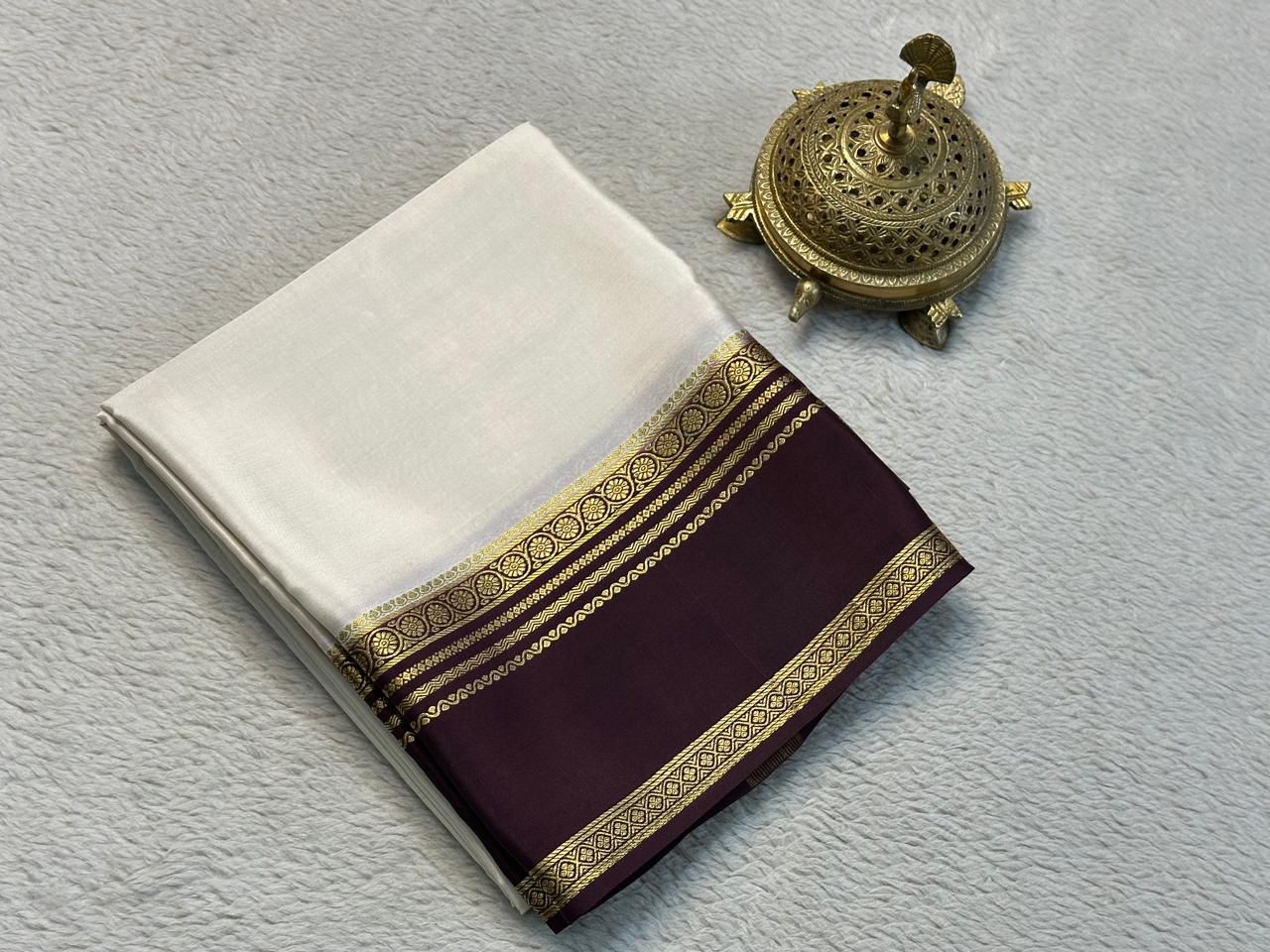 Versatile Solid Silk Blend Saree with Traditional Gold Border for All ...